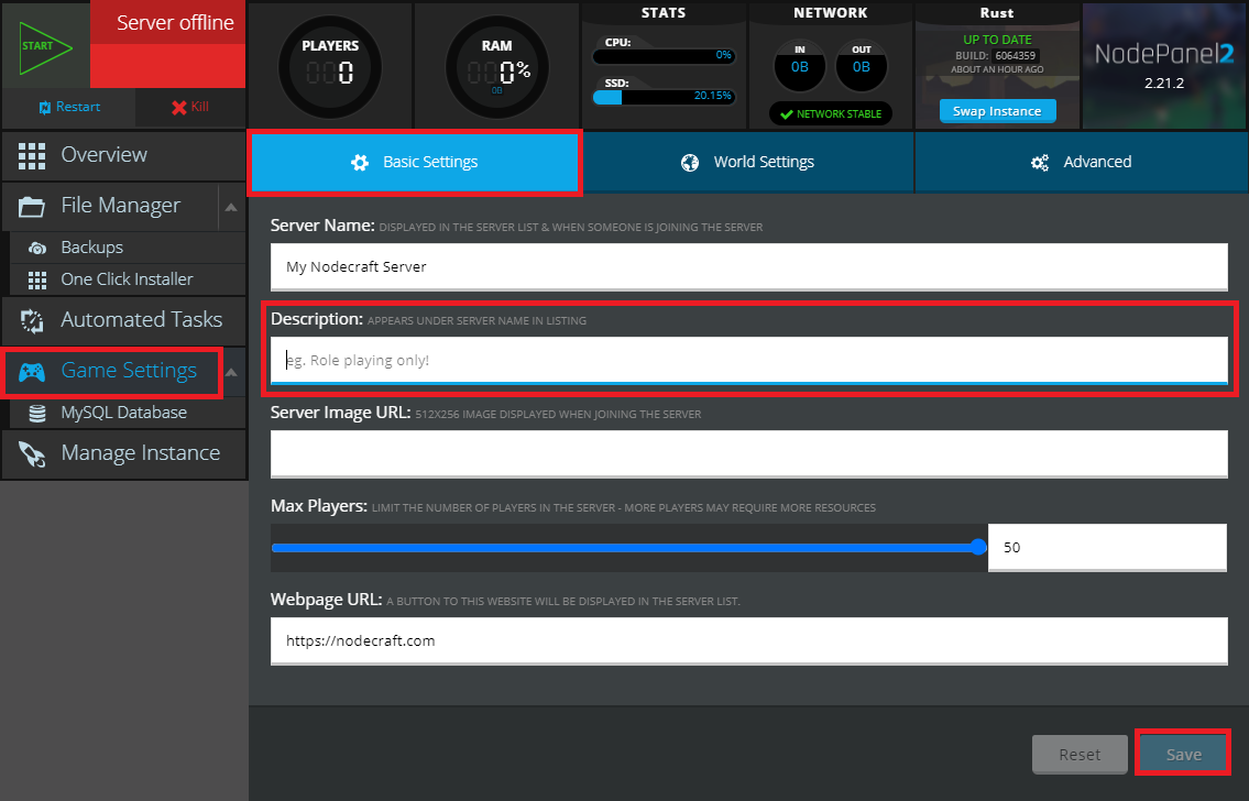Adding a Server Description to Your Rust Server | Rust | Knowledgebase Article - Nodecraft